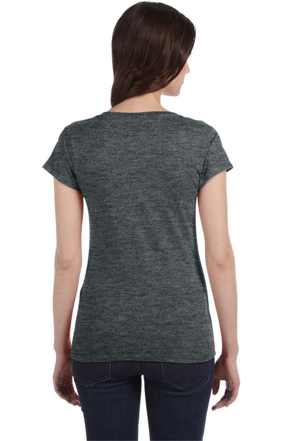 Gildan G64vl Dark Heather Ladies Softstyle® 4 5 Oz Fitted V Neck T