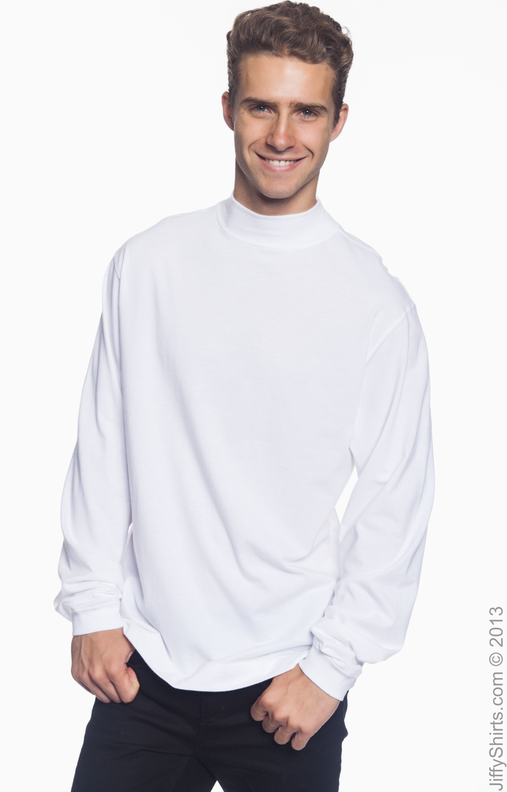 Devon & Jones D420 Adult Sueded Cotton Jersey Mock Turtleneck | Jiffy ...